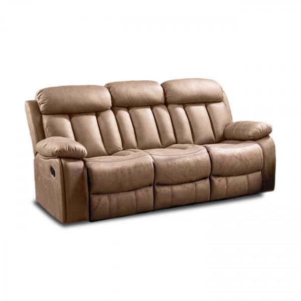 Comprar Sofá 3 plazas relax con reposapiés abatibles y respaldos reclinables - Madrid, Beige con ...