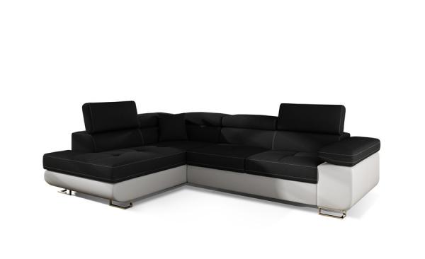 Comprar Sofá cama rinconera con arcón tapizado en tela y piel sintética - Anton, Tela y polipiel ...