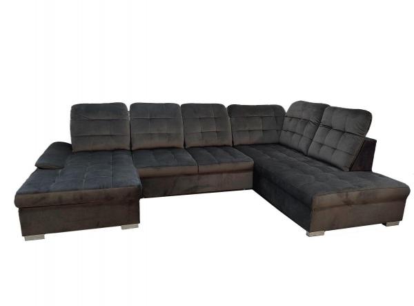 Comprar Sofá en forma de U con reposacabezas reclinables y cama extraíble – POVER, Negro con ...