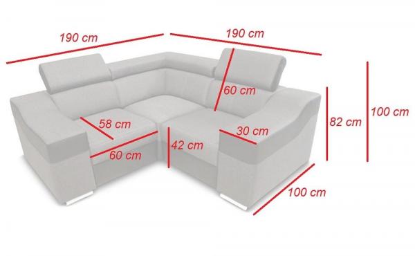 Comprar Sofá rinconera mini, reposacabezas reclinables y brazos anchos – Eva Mini, Gris claro ...